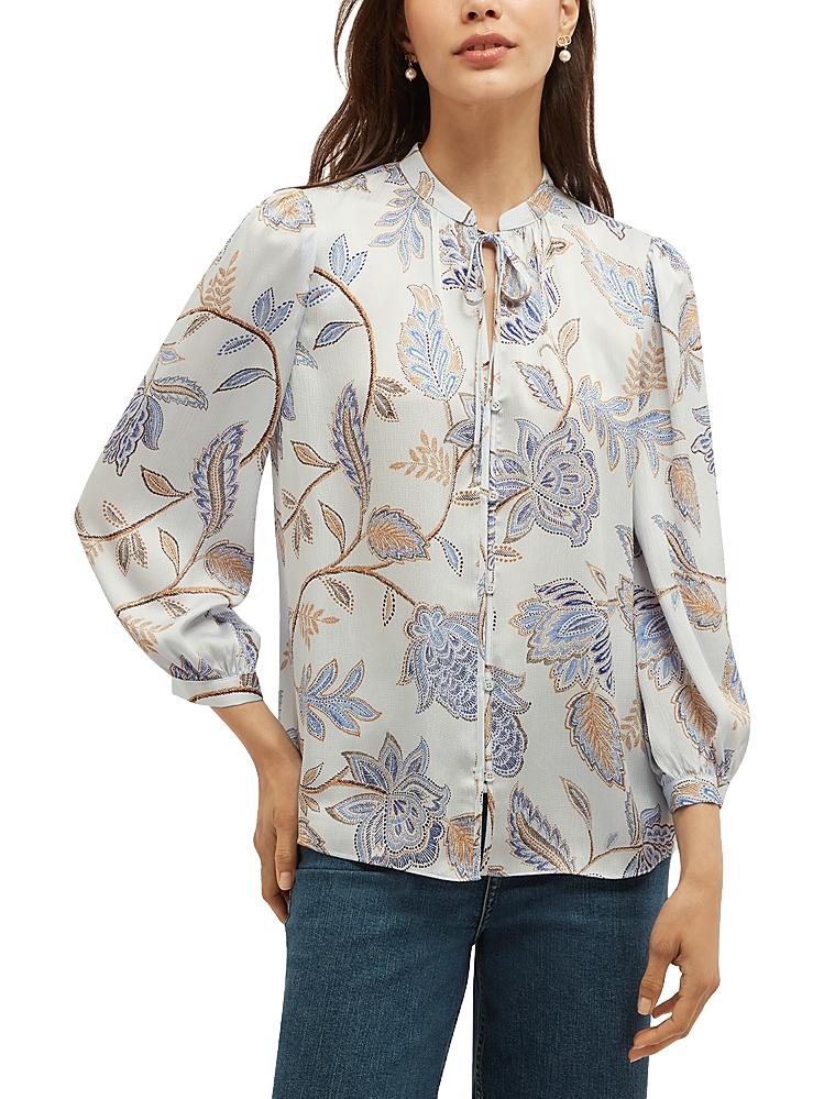 HOBBS LONDON Malia Printed Tie Neck Blouse